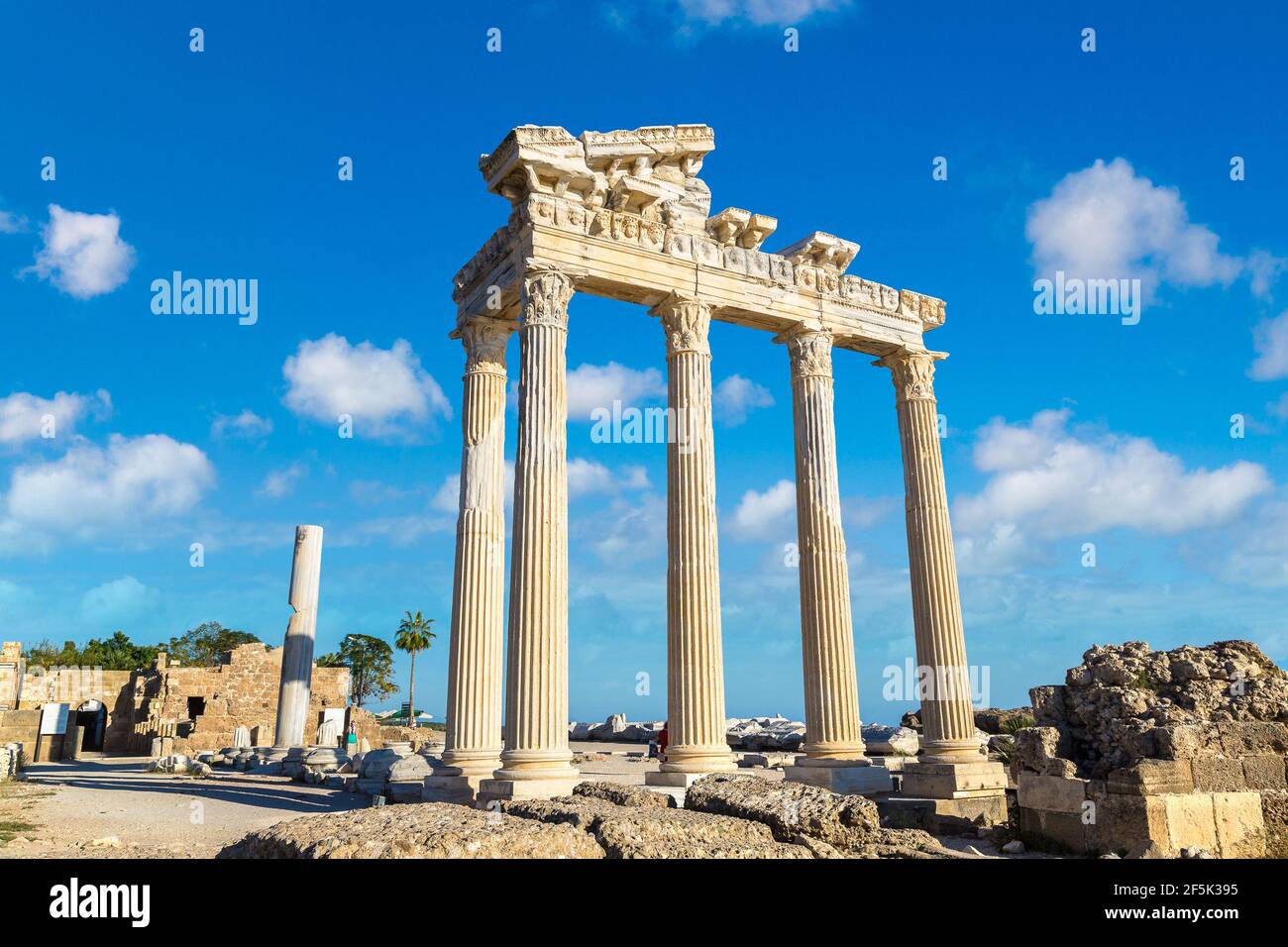 Ruins of the Temple of Apollo in Side in a beautiful summer day ...