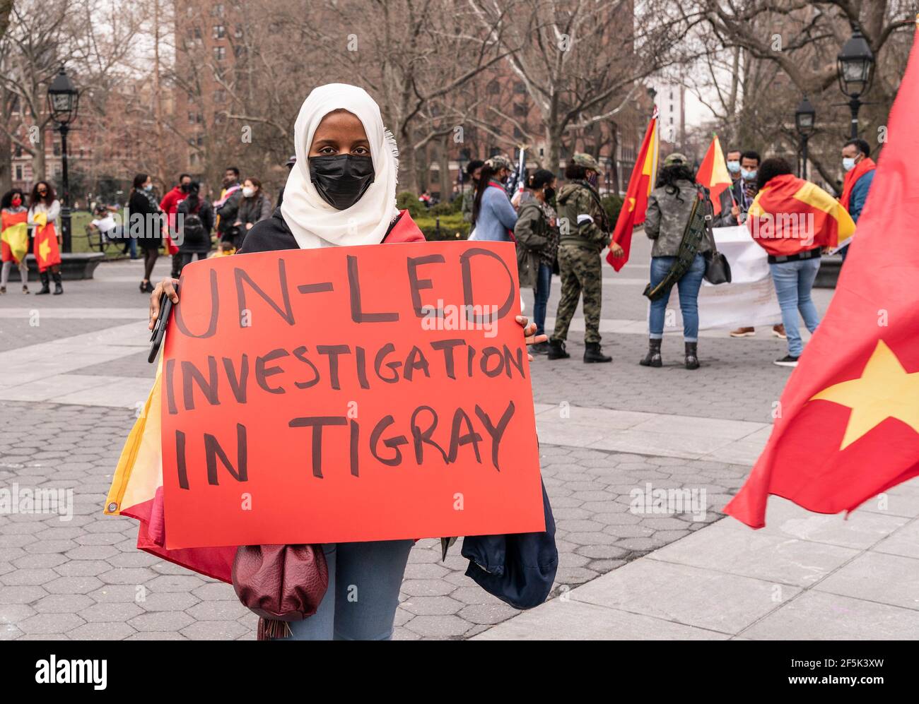 Protesters with Tigray flags and posters staged rally on Washington ...