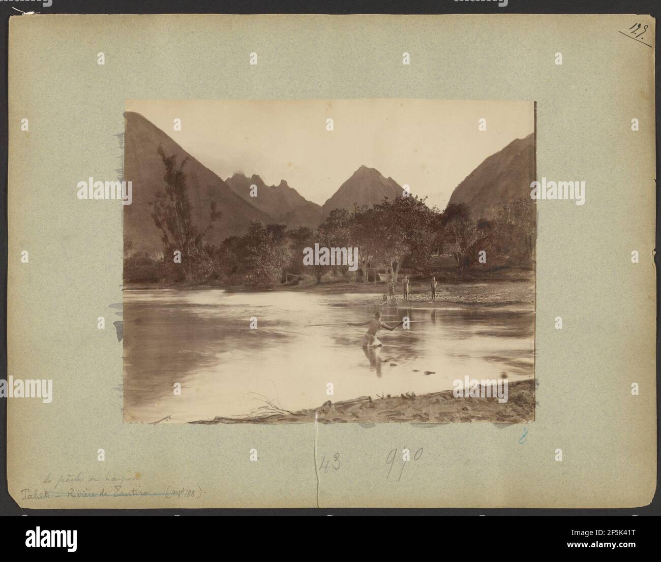 Spear fishing. Charles Gustave Spitz (active Tahiti 1870s - 1880s Stock ...