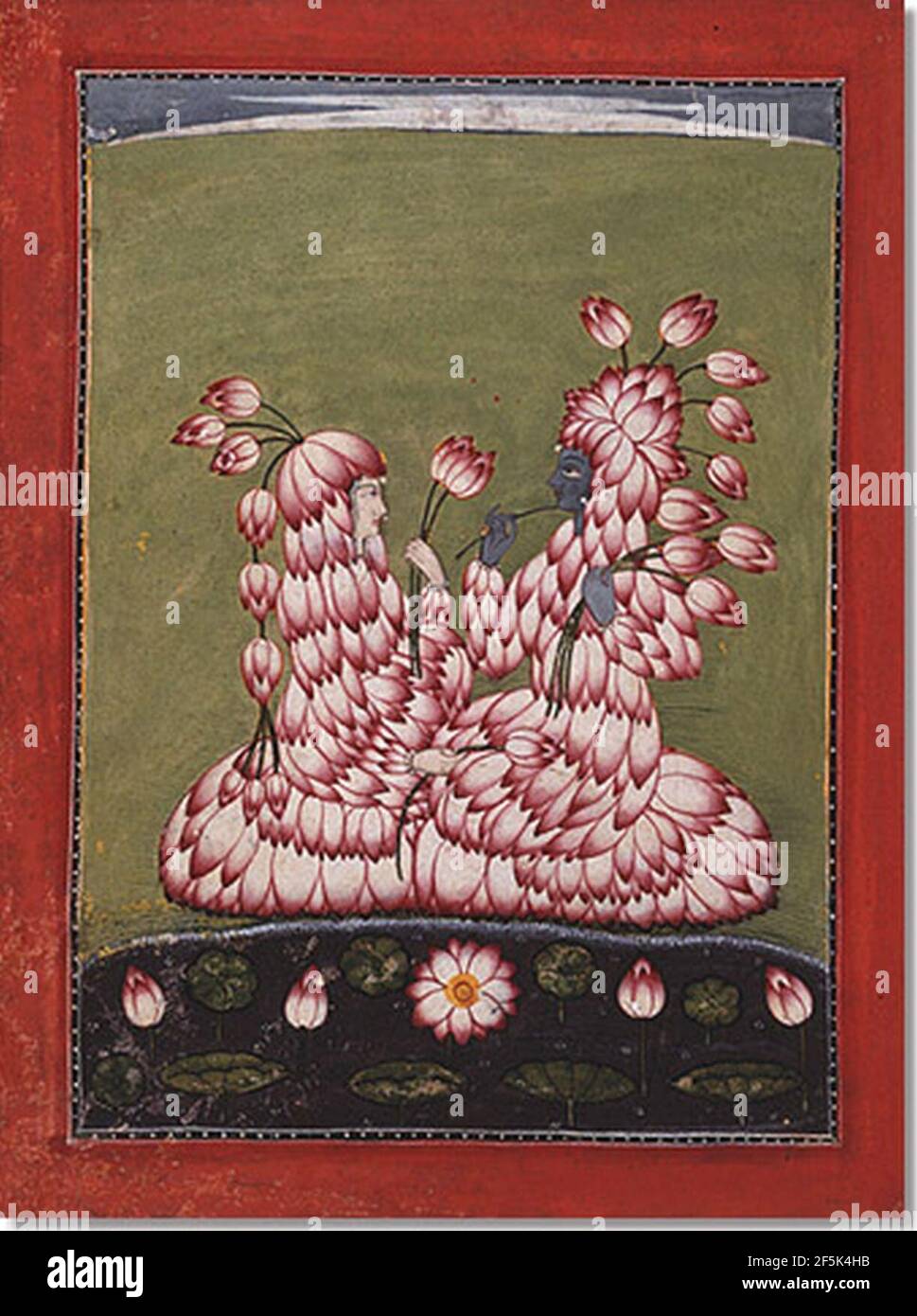 Radha and Krishna dressed and enveloped entirely in lotus flowers Stock ...