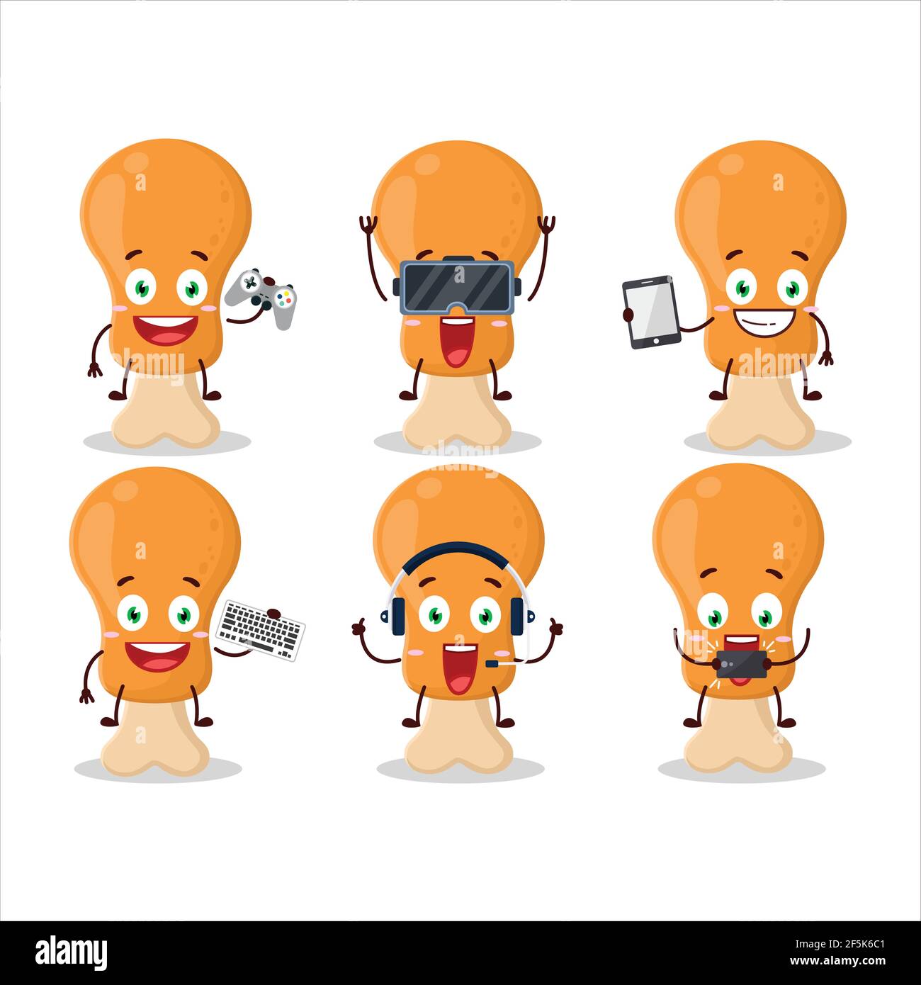 Chicken thight cartoon character are playing games with various cute ...