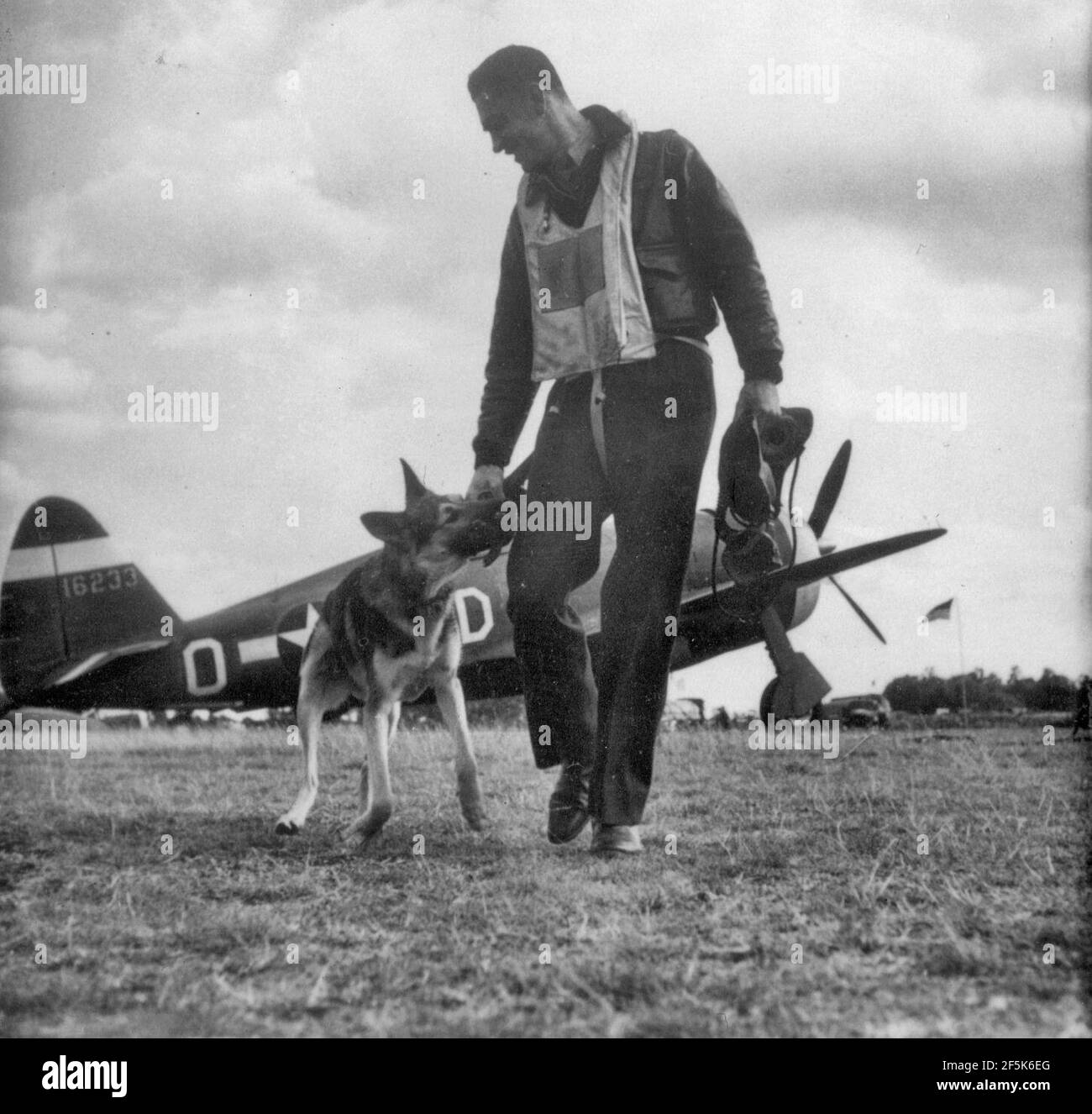 RAF Debden - 4 FG pilot with Mascott Stock Photo - Alamy