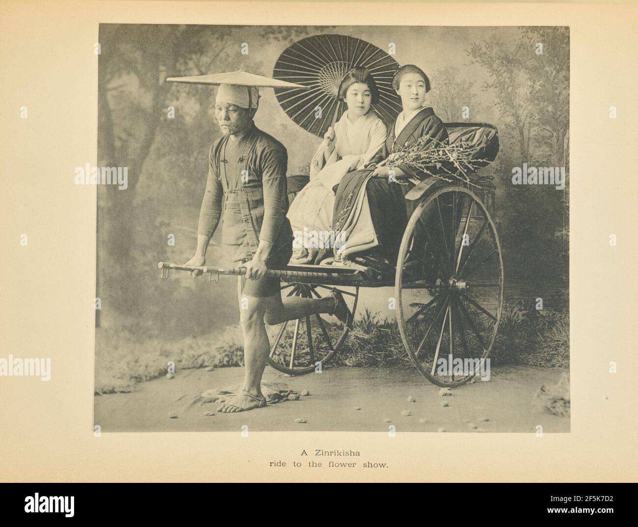 A Jinrikisha Ride to the Flower Show. Kazumasa Ogawa (Japanese, 1860 ...