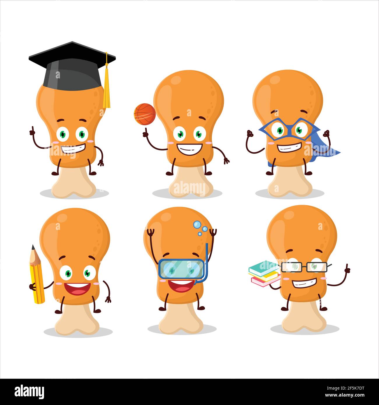 School student of chicken thight cartoon character with various ...