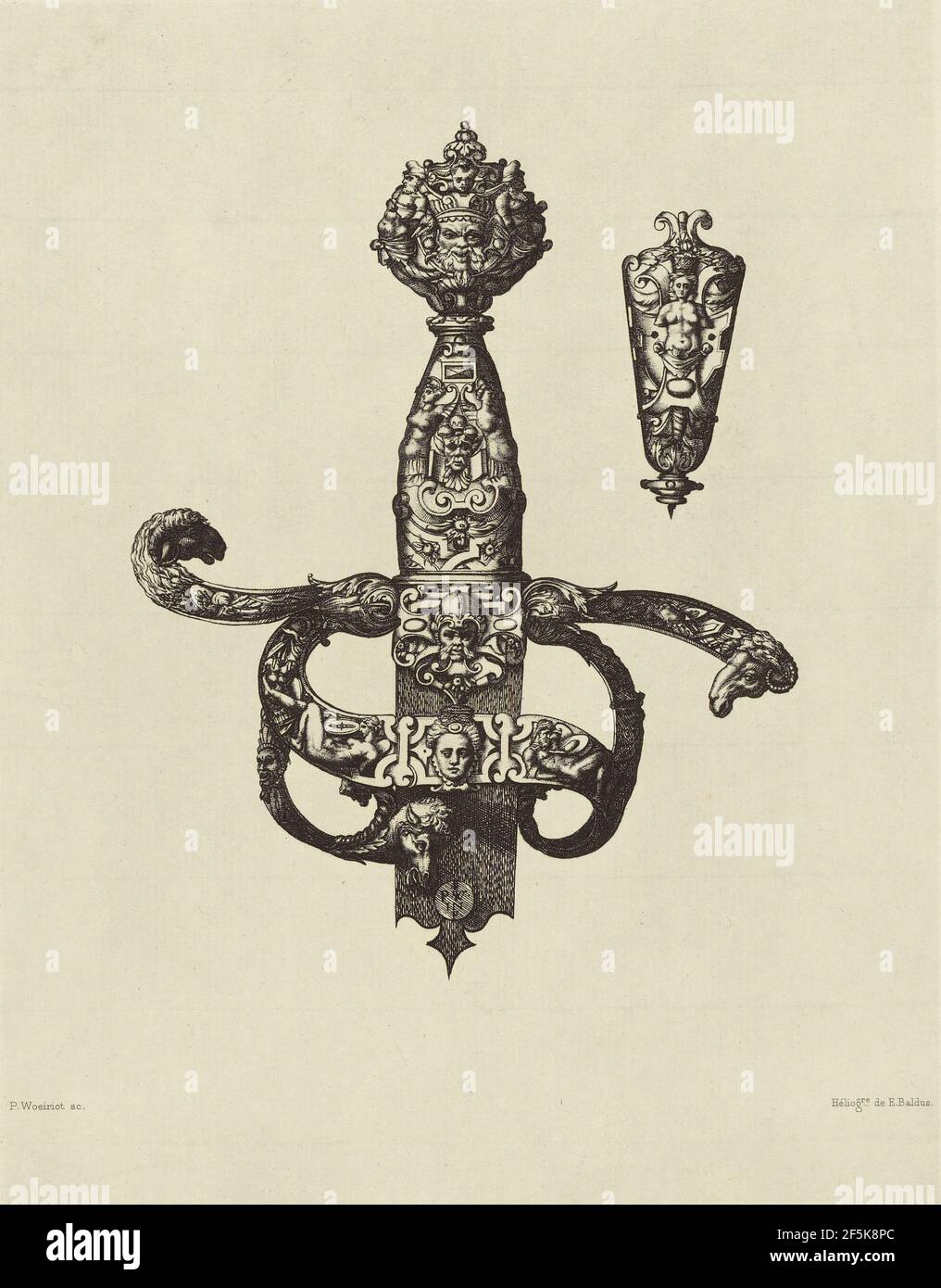 Design for a Sword Hilt by Pierre Woeiriot. Édouard Baldus (French, born Germany, 1813 - 1889 ...