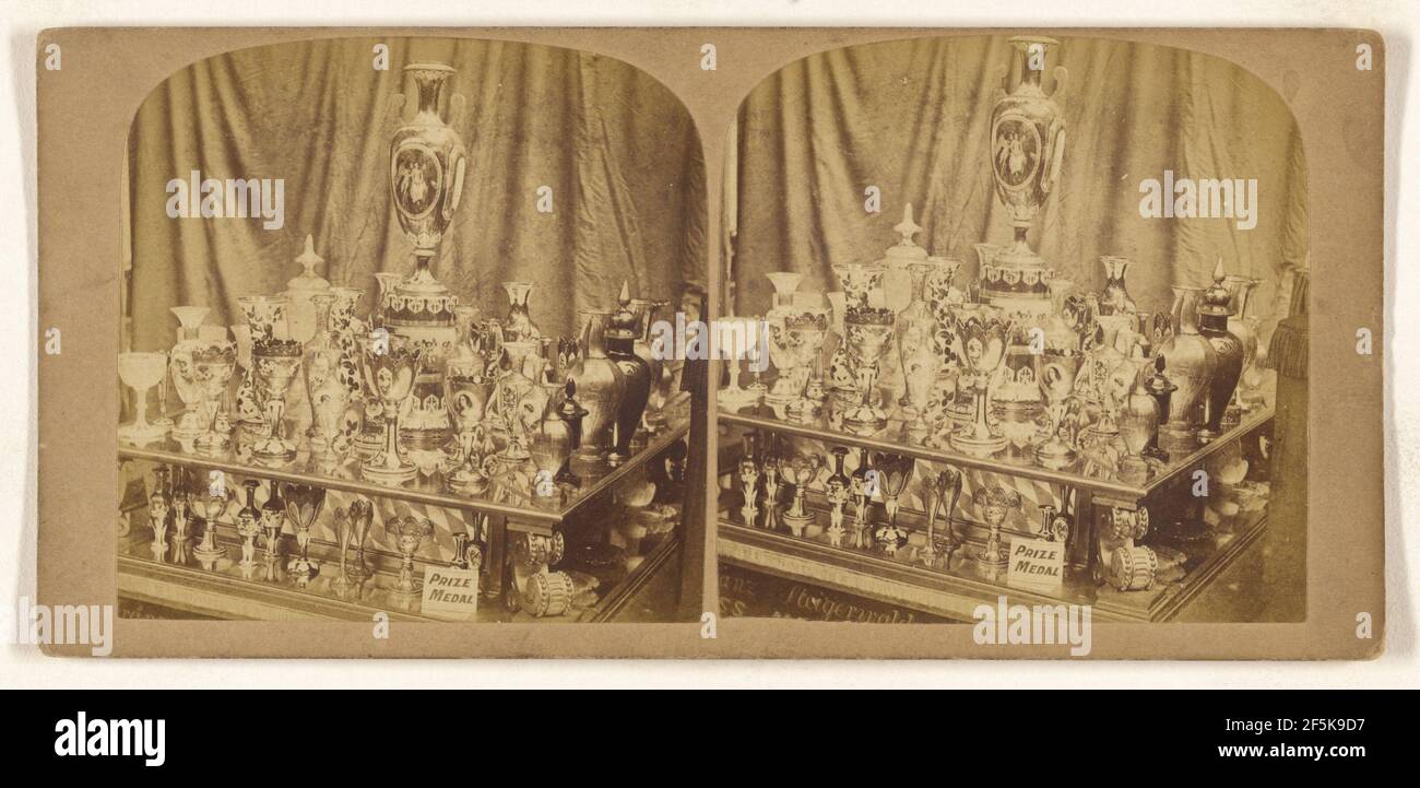 Display of vases and glasses which won a Prize Medal. Unknown Stock ...