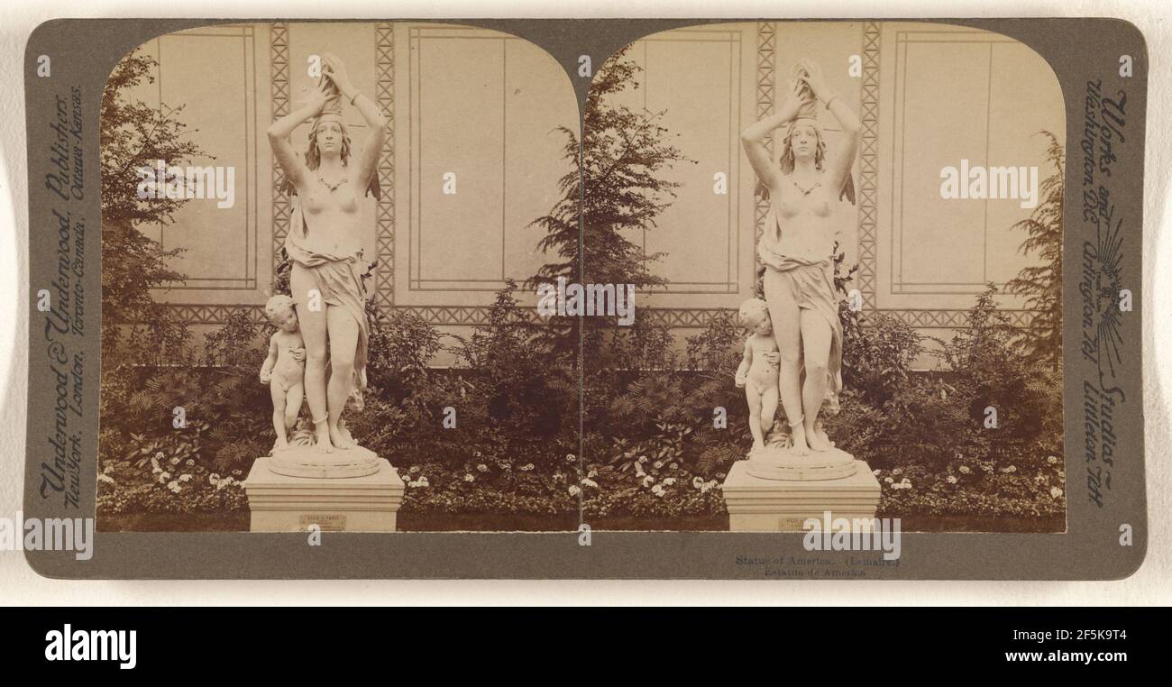 Statue of America. (Lemaire.) Estatua de America. Underwood & Underwood ...