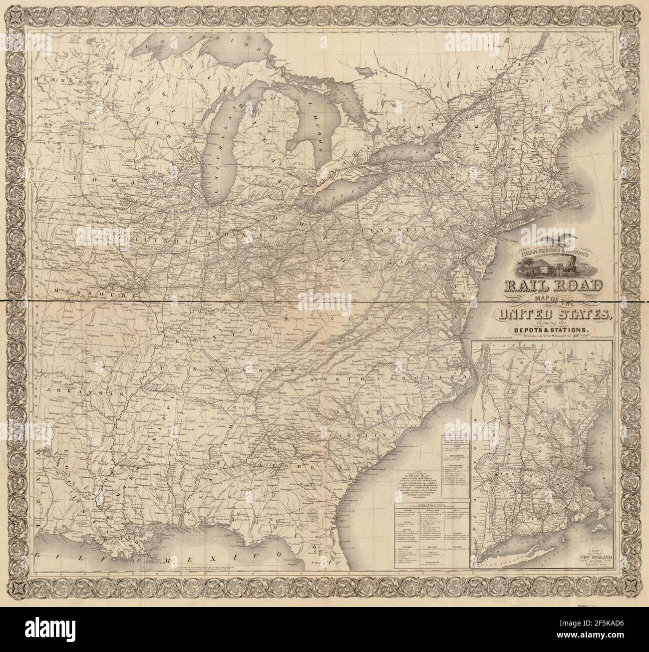 Rail road map of the United States, showing the depots & stations Stock ...