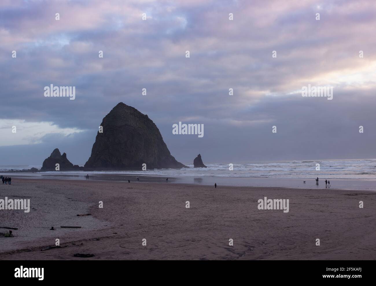 This is the famous Haystack Rock at Cannon Beach on the Oregon Coast ...