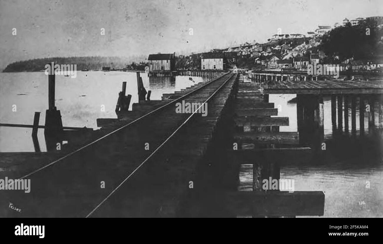 Railroad tracks along Seattle waterfront, probably between 1880 and ...
