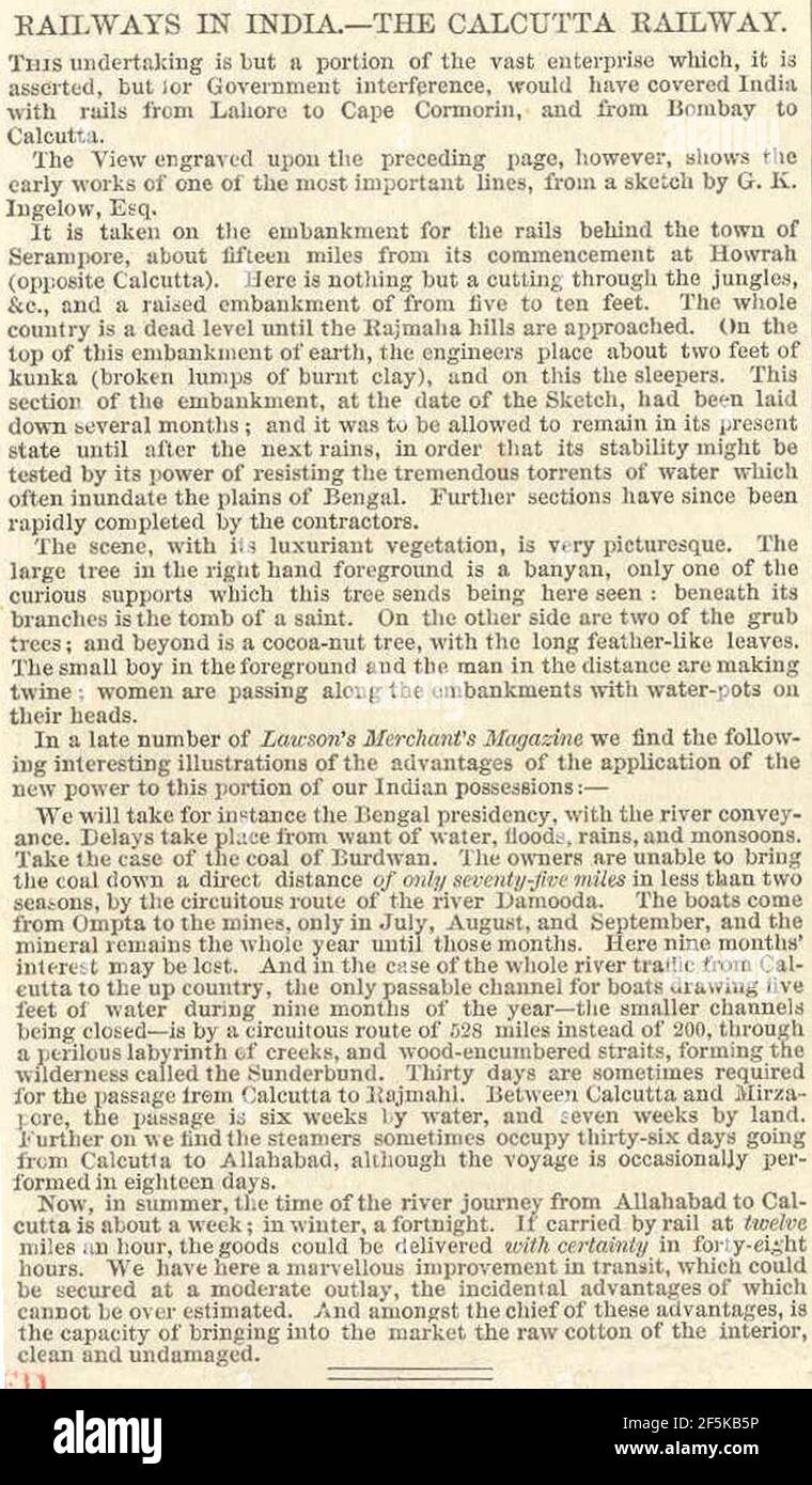 Railways in India.--The Calcutta Railway, p. 282 Stock Photo - Alamy