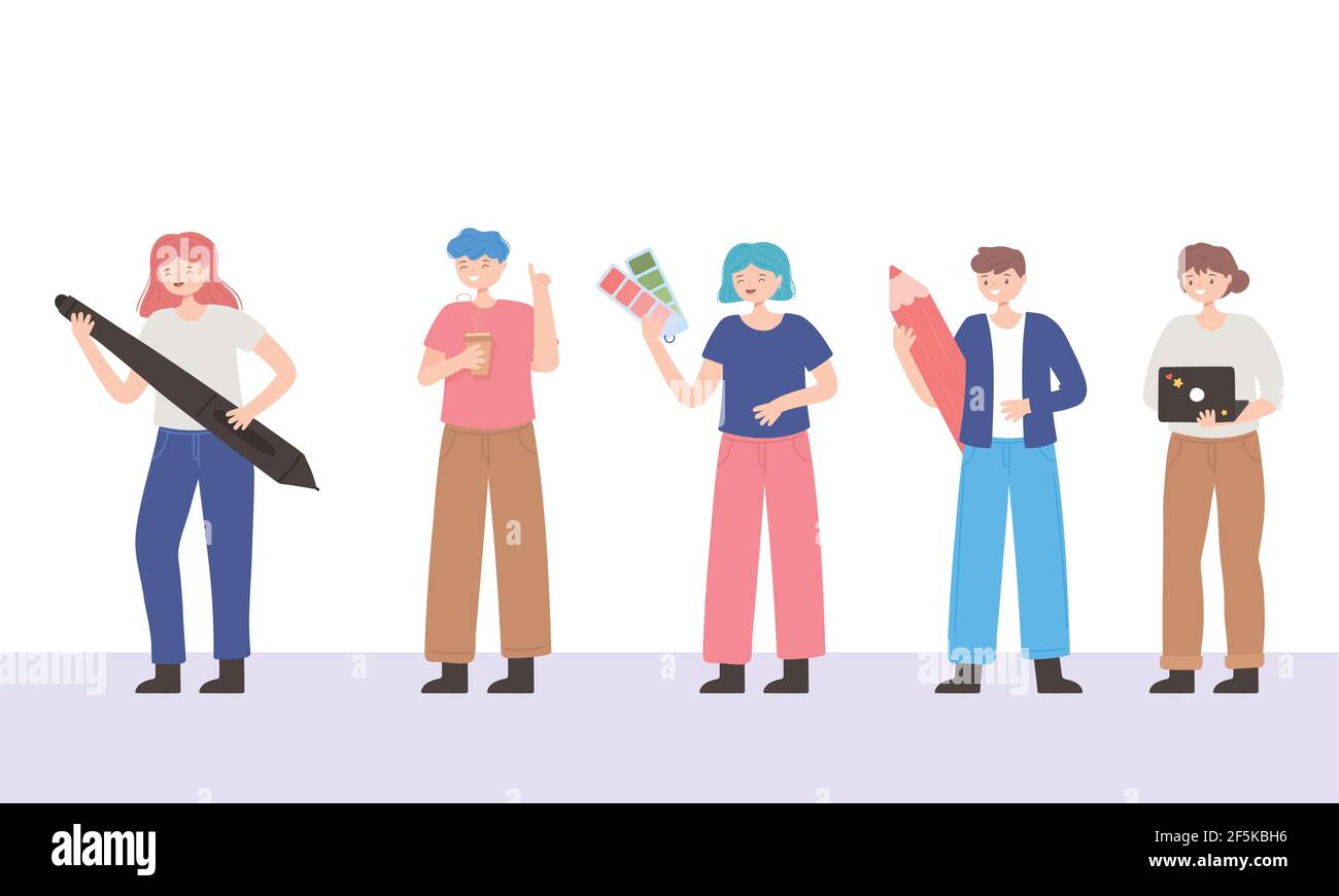 graphic designers tools cartoon characters Stock Vector Image & Art - Alamy