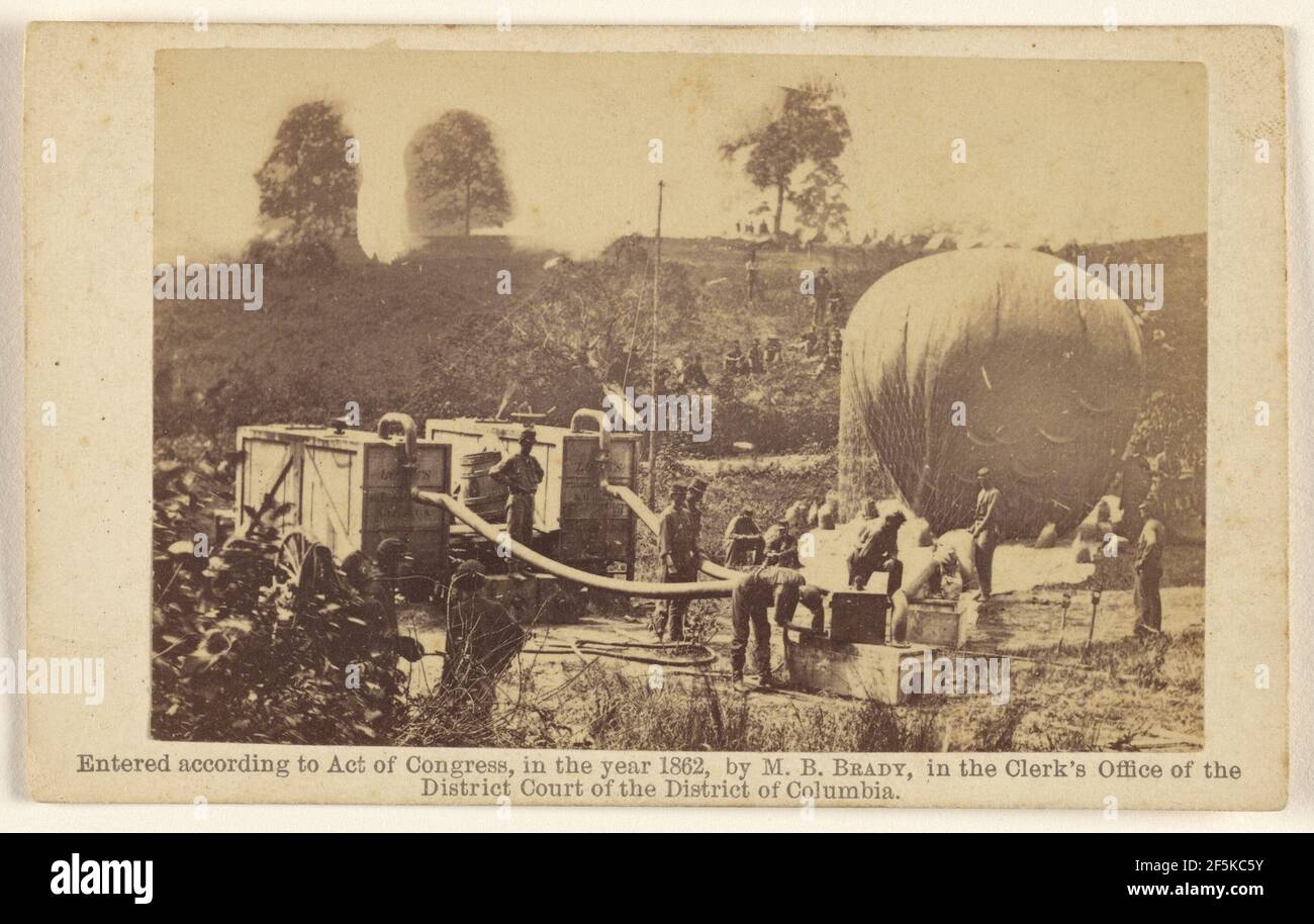 Professor Lowe inflating Balloon Intrepid to Reconnoiter Battle of Fair ...
