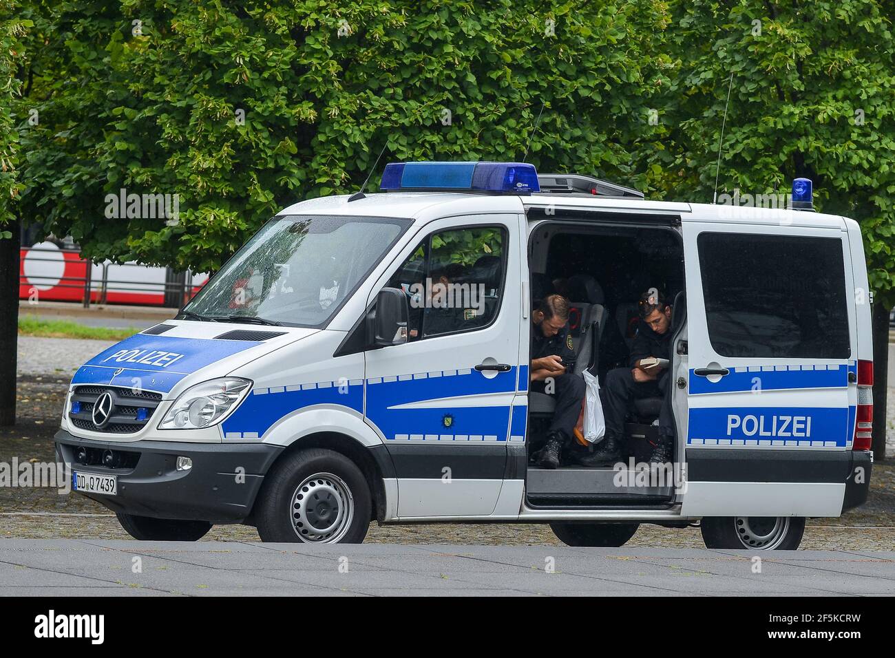Dresden, Germany - August 17, 2015: Police control View of car traffic ...