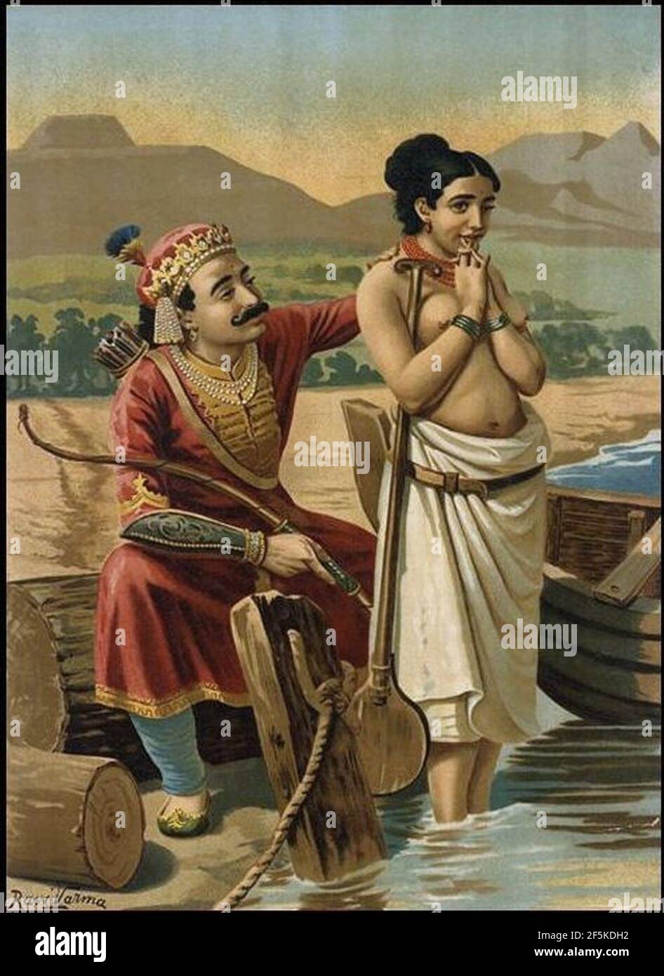 Raja Ravi Varma, Shantanu and Matsyagandhi (Oleograph Stock Photo - Alamy