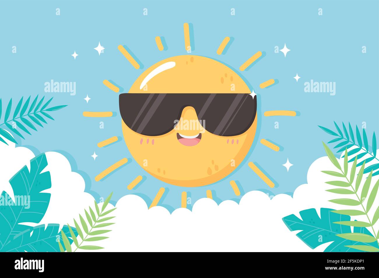 summer sun sunglasses tropical leaves Stock Vector Image & Art - Alamy