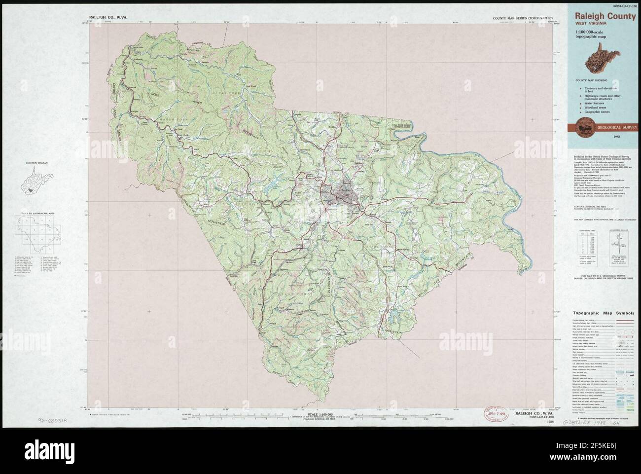 Raleigh County, West Virginia - 1-100 000-scale topographic map Stock ... Raleigh County, West Virginia - 1-100 000-scale topographic map Stock ...