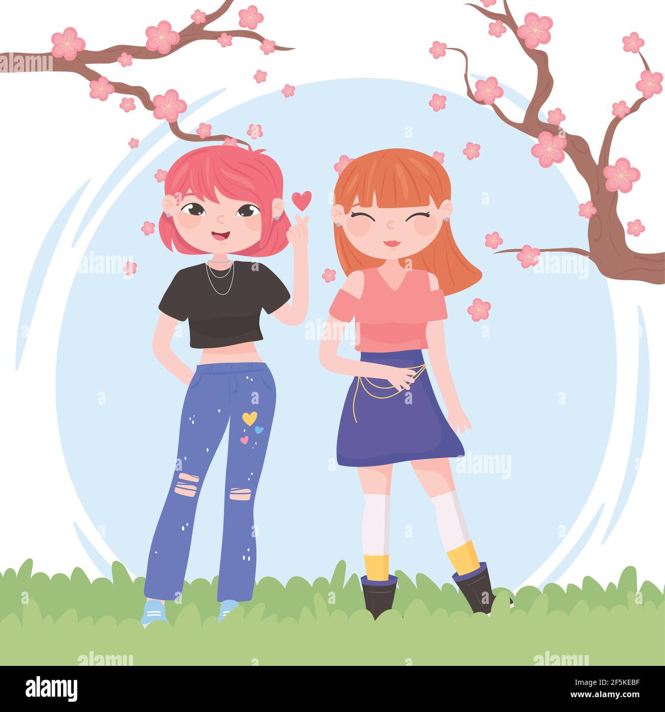 kpop girls lovely trees outdoor Stock Vector Image & Art - Alamy