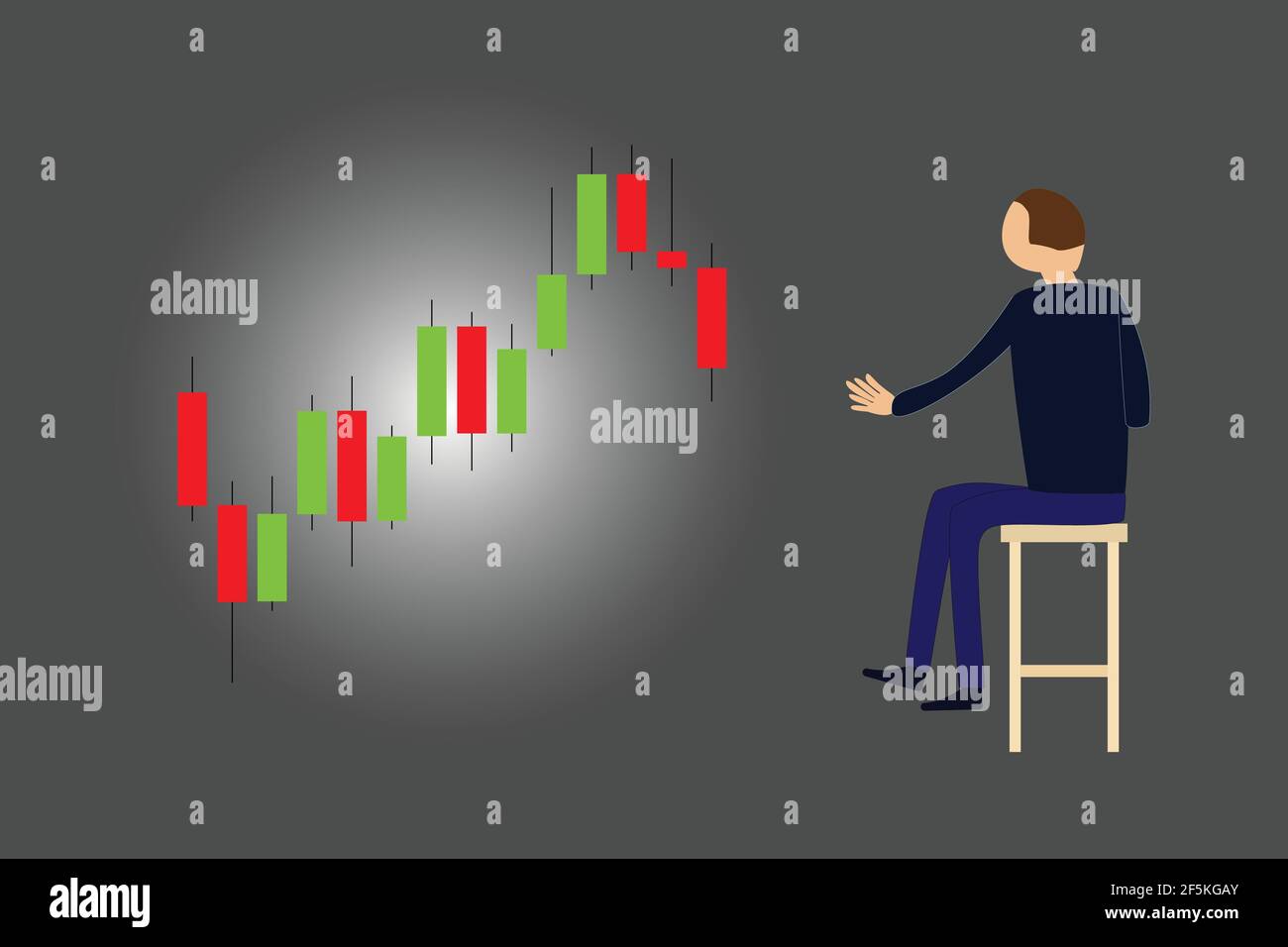 Man sitting on a chair observing a forex graph Stock Vector Image & Art ...