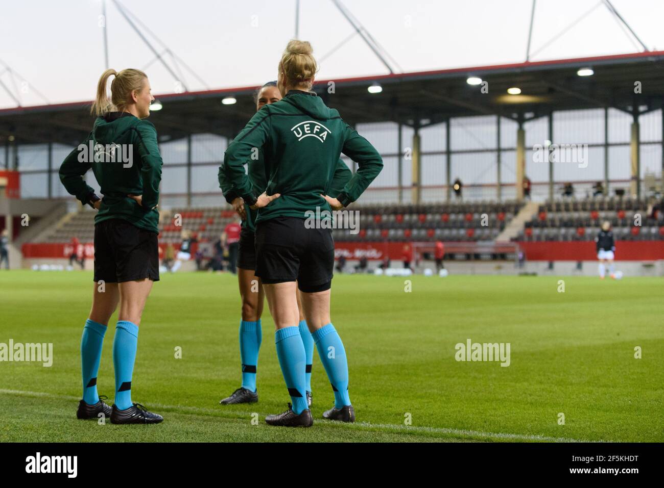 Munich, Germany. 24th Mar, 2021. UEFA referees before the Uefa Women's ...
