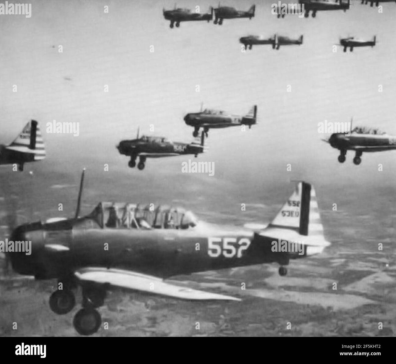 Randolph Field - North American BT-14 Trainers in Formation Stock Photo ...