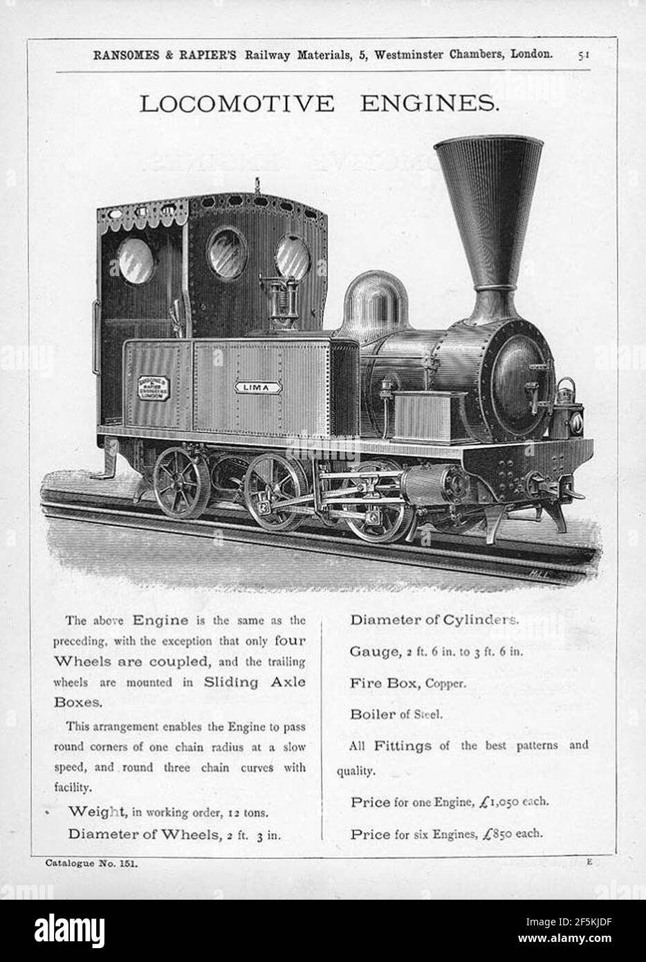Ransomes and Rapier railway catalog No 151 1888 page 51 Stock Photo - Alamy