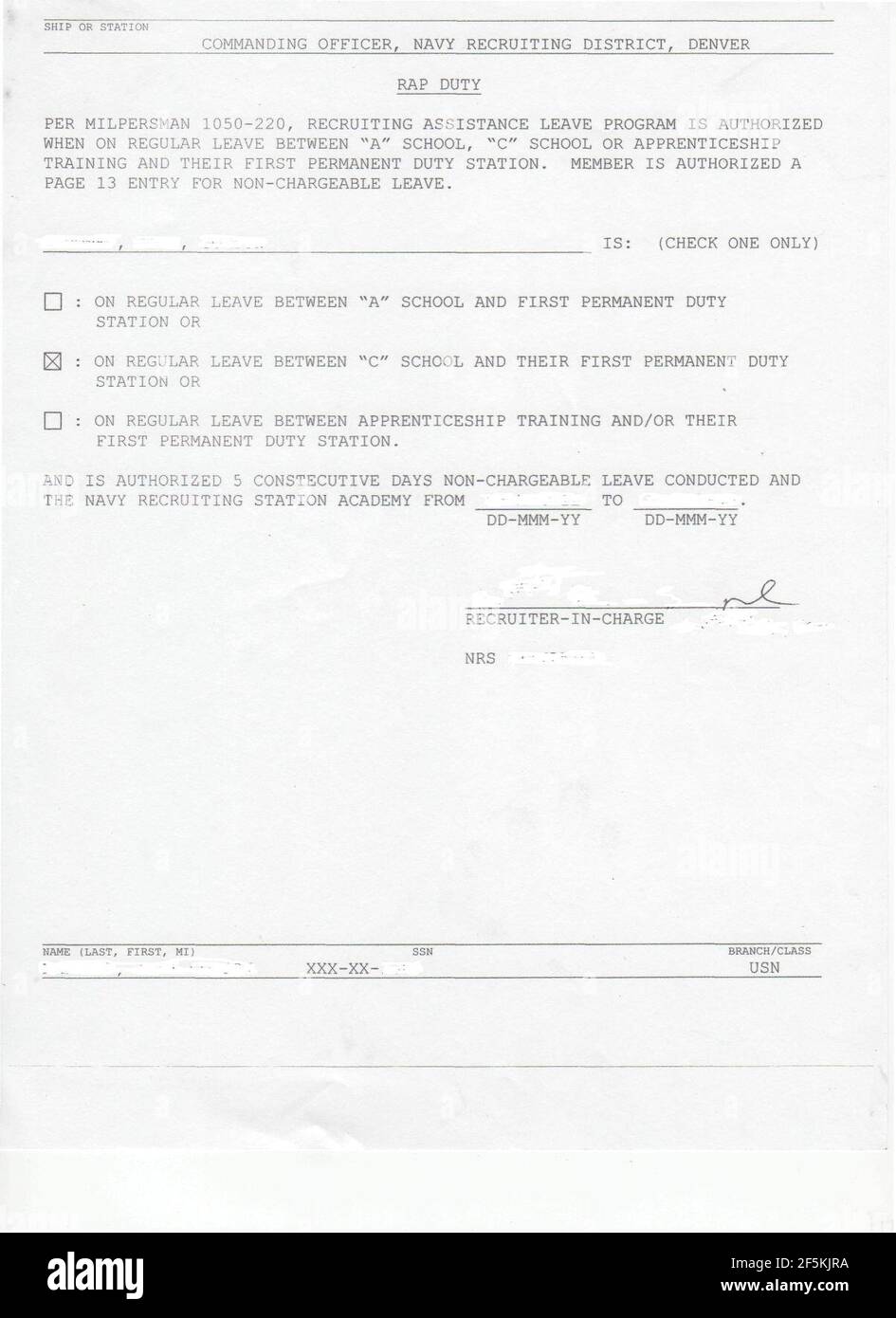 RAP duty form, blank Stock Photo - Alamy