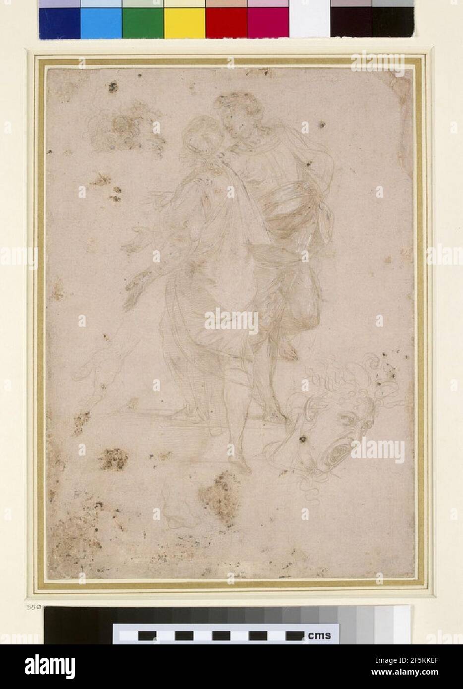 Raphael - Two Men conversing on a Flight of Steps, and a Head shouting ...