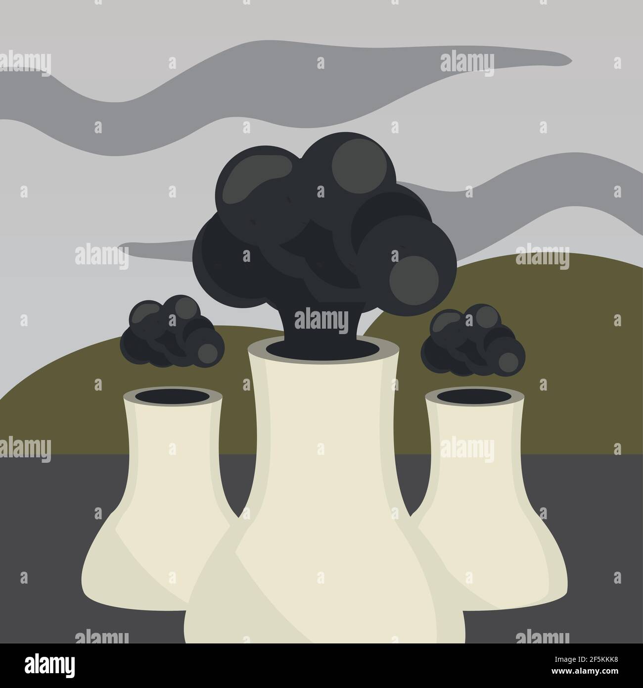 nuclear power plant with smoke Stock Vector Image & Art - Alamy