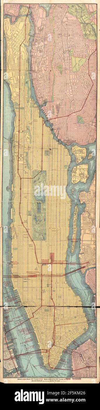 Rapid transit map of Manhattan and adjacent districts of New York City ...