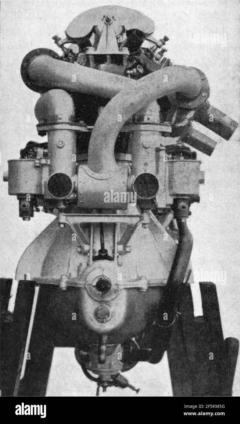 Rapp 150 hp six-cylinder engine, carburettor end view Stock Photo - Alamy