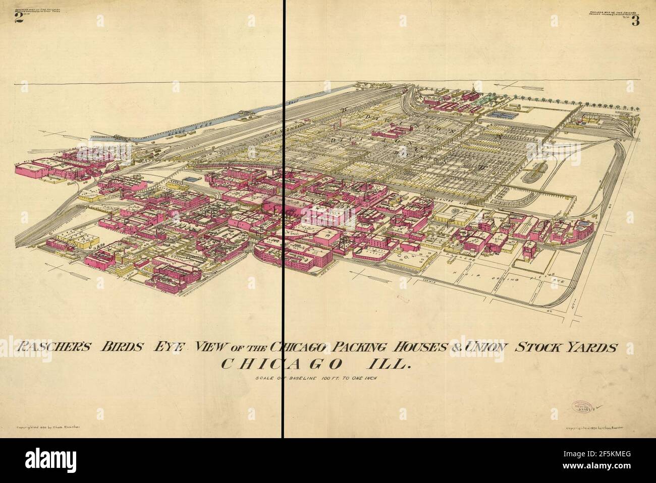 Rascher's birds eye view of the Chicago packing houses & union stock ...