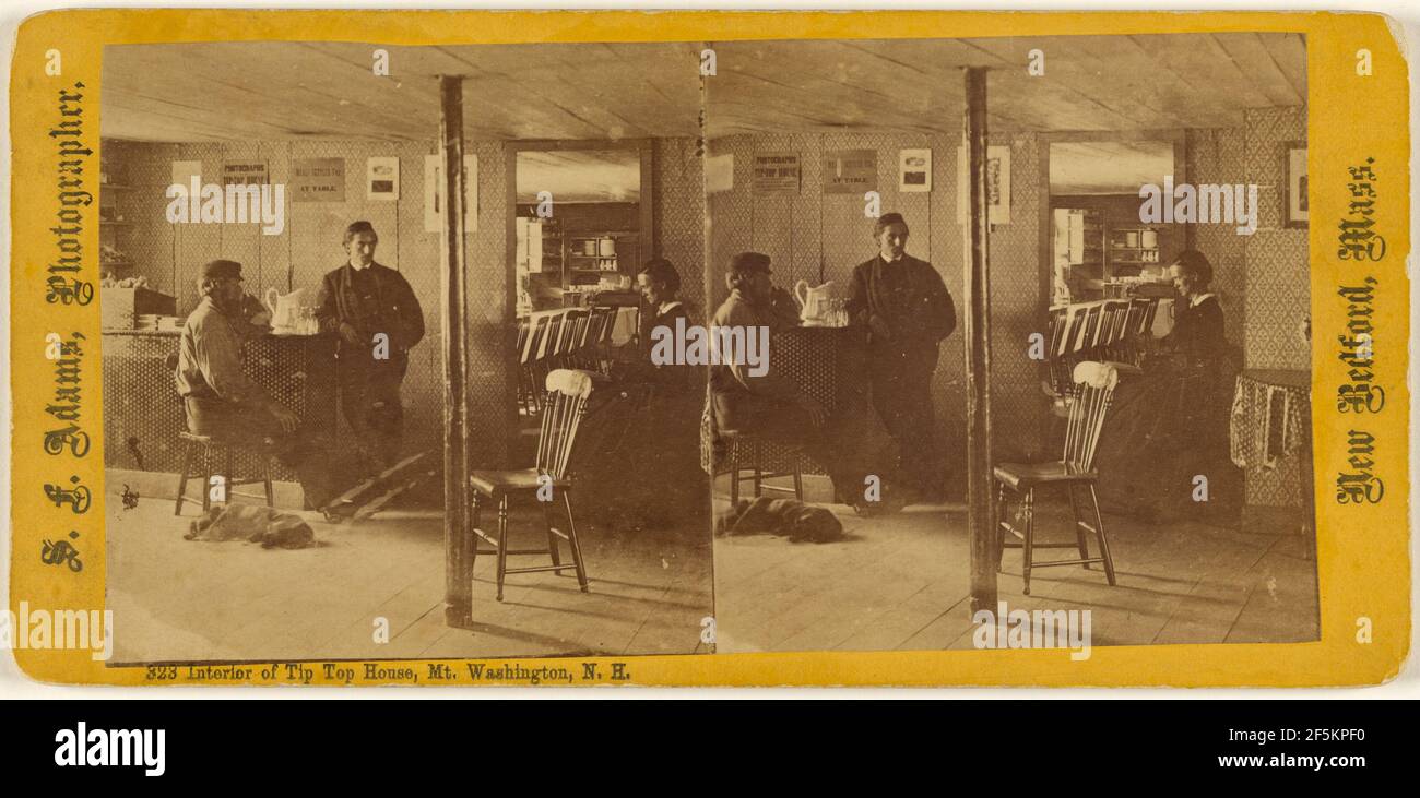Interior of Tip Top House, Mt. Washington, N.H.. S.F. Adams (American ...