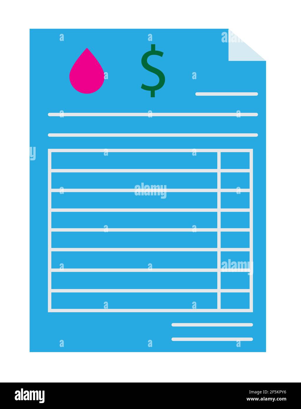 water utility bill icon on white background. water docs paper sign ...