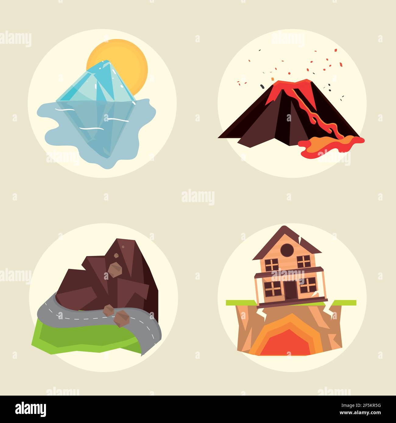 natural disaster earthquake eruption landslide Stock Vector Image & Art ...