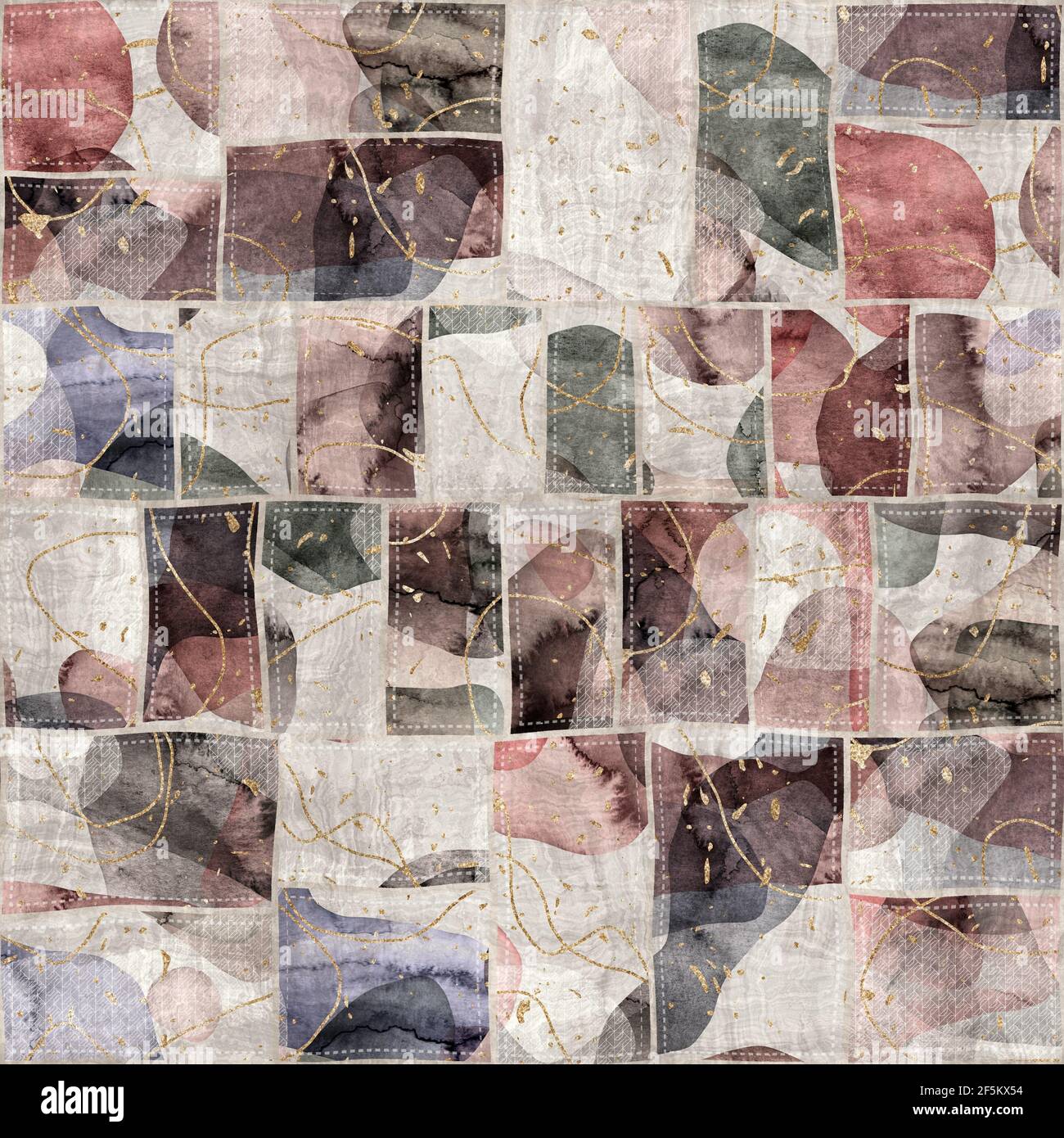Seamless patchwork collage mix quilt pattern print Stock Photo - Alamy