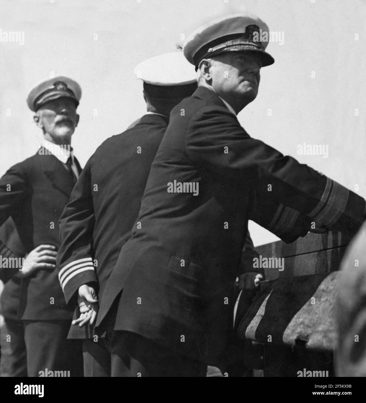 Rear Admiral Moffett and Captain Reeves aboard USS Langley (CV-1), in ...