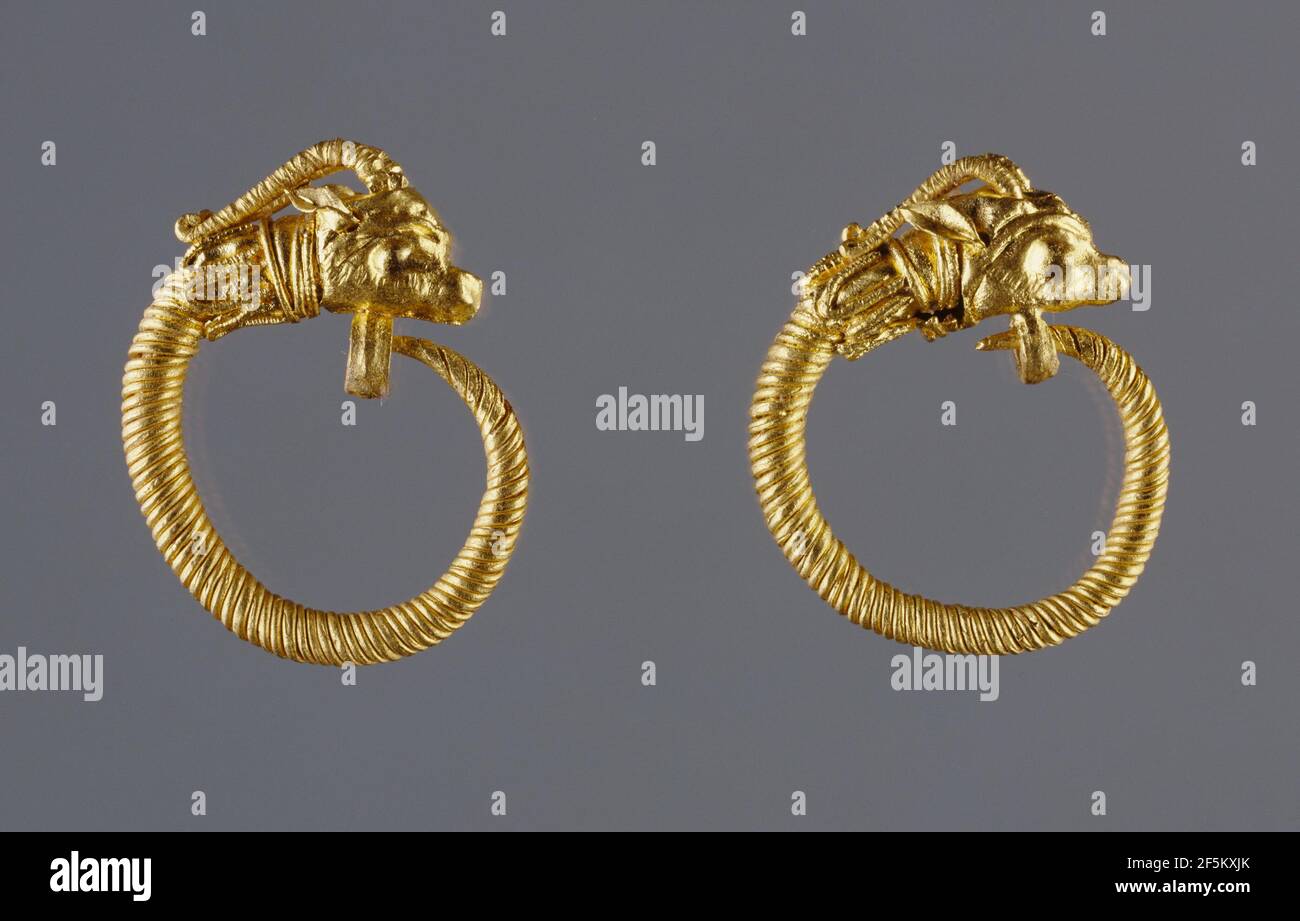 Hoop Earring with Ibex Head Finial. Unknown Stock Photo - Alamy