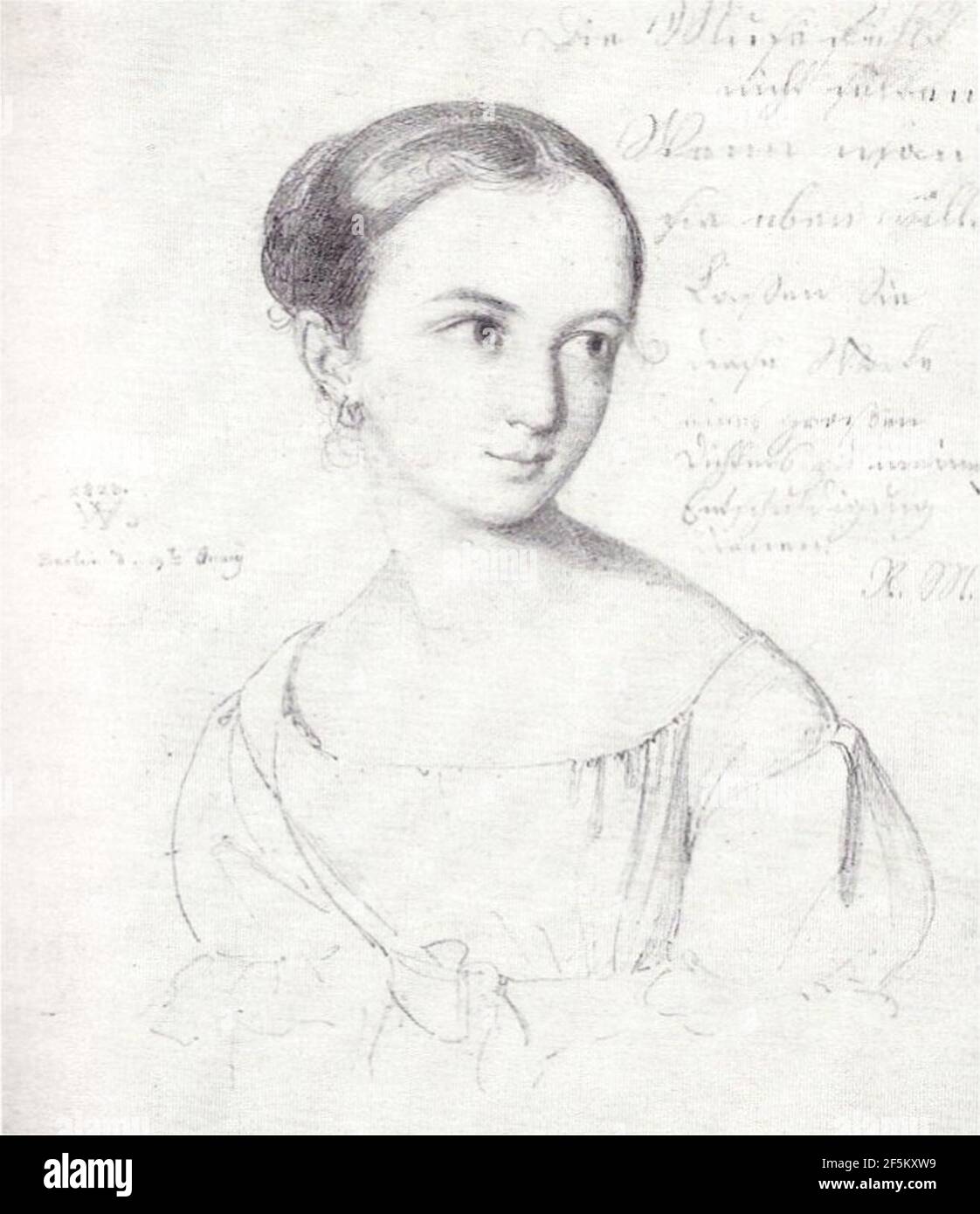 Rebecka Mendelssohn - Zeichnung von Wilhelm Hensel 1823 Stock Photo - Alamy