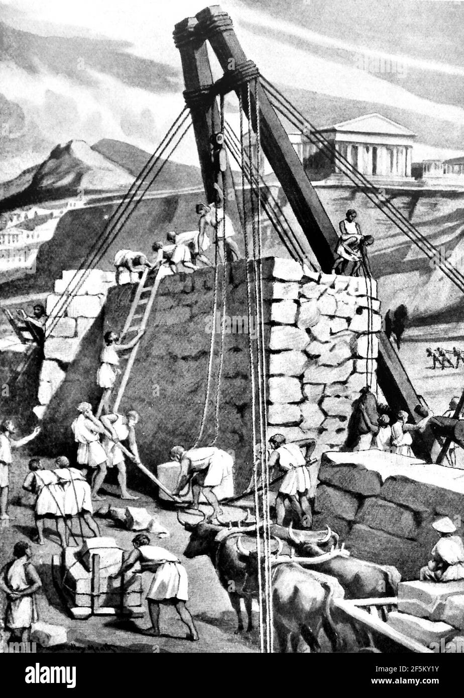 Rebuilding the walls of Athens 393 BCE Stock Photo - Alamy