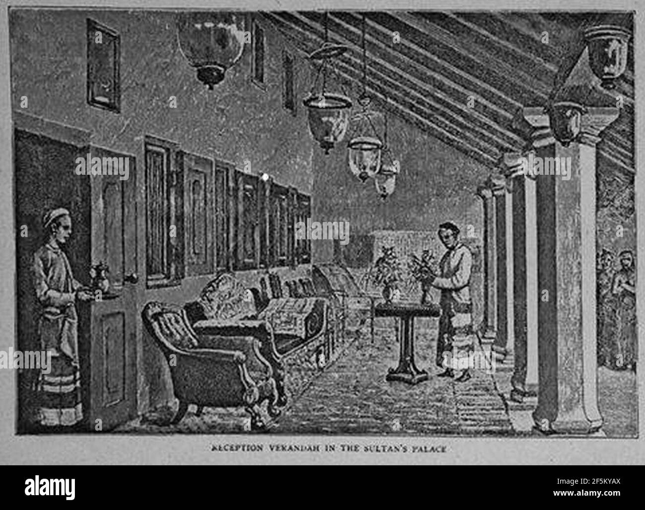 Reception veranda in the Sultan's Palace - The Graphic 1886 Stock Photo ...