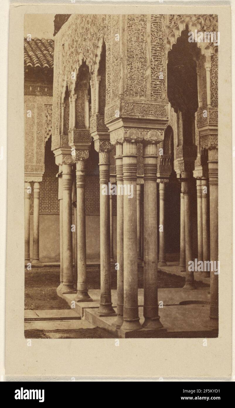 Detail of some ornate columns, interior of the Alhambra. Unknown Stock ...