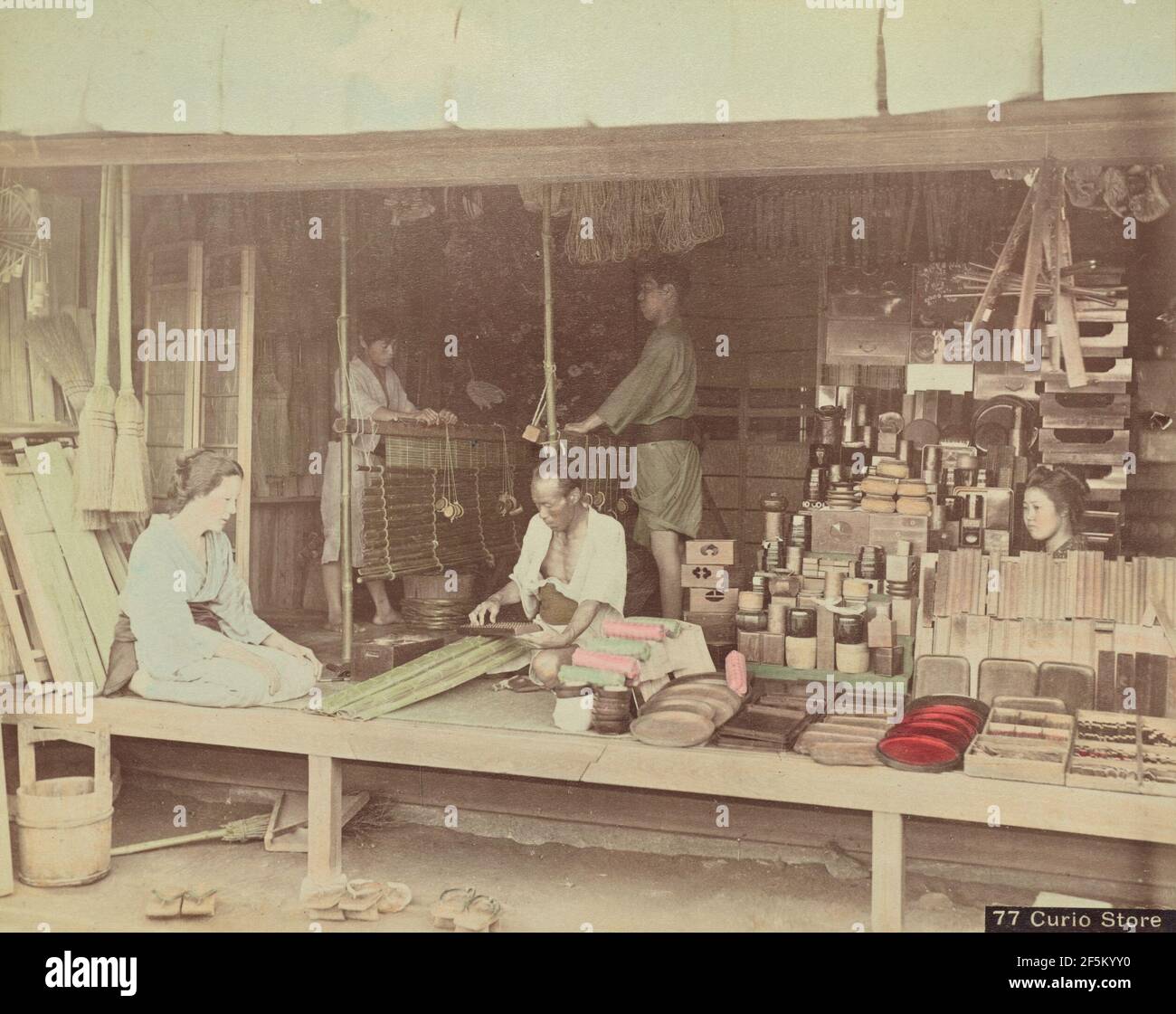 Curio Store. Attributed to Kusakabe Kimbei (Japanese, 1841 - 1934 Stock ...