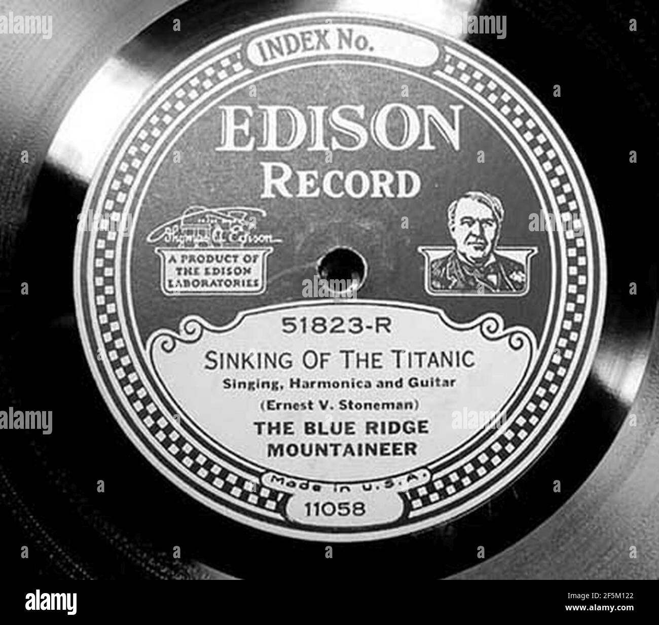 Record label of ''Sinking of the Titanic'' by Ernest Stoneman, Edison ...