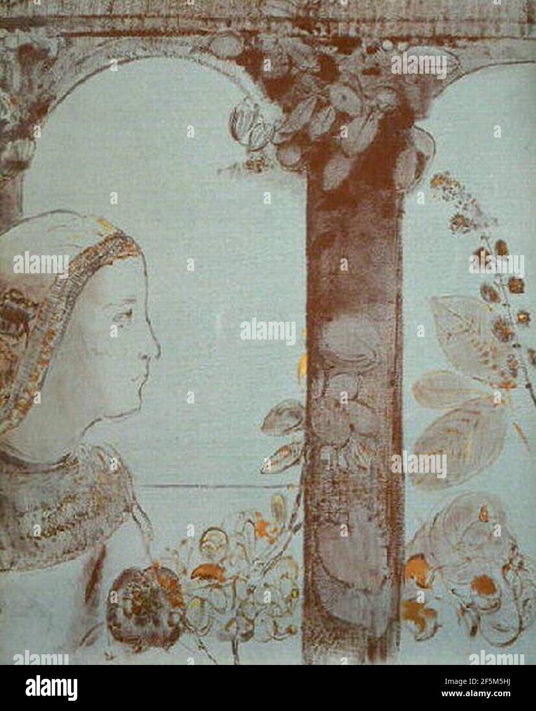 Redon - Portrait de jeune fille sur fond d'arcatures, 1910 entre, 1911 ...