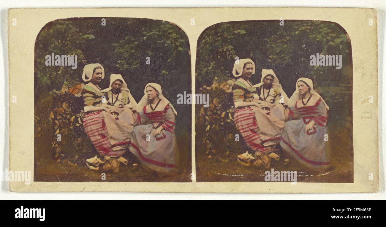 Three European women in native costumes. Attributed to D.X. (Swiss ...