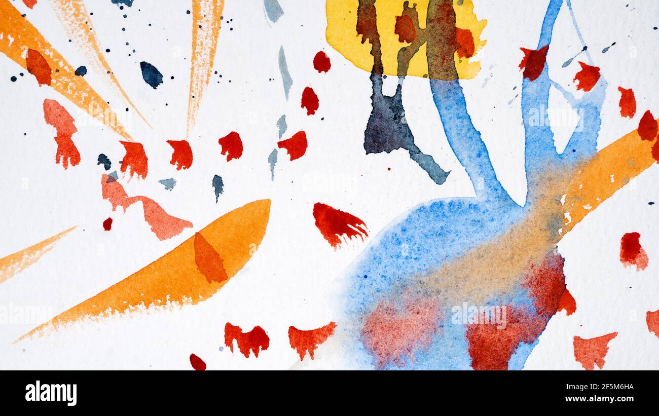 Bright Watercolor Blots On Watercolor Paper. Abstract Hand Drawn ...