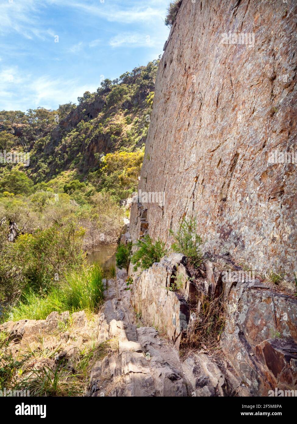 The trail involves a rocky cliff scramble on the Werribee Gorge Circuit ...