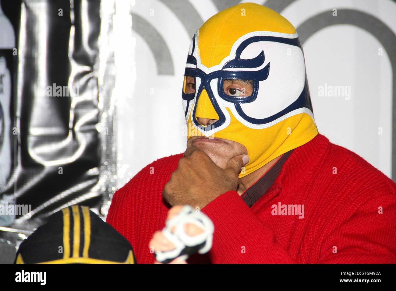 MEXICO CITY, MEXICO - NOVEMBER 7: Wrestler El Halcon seen during Expo ...