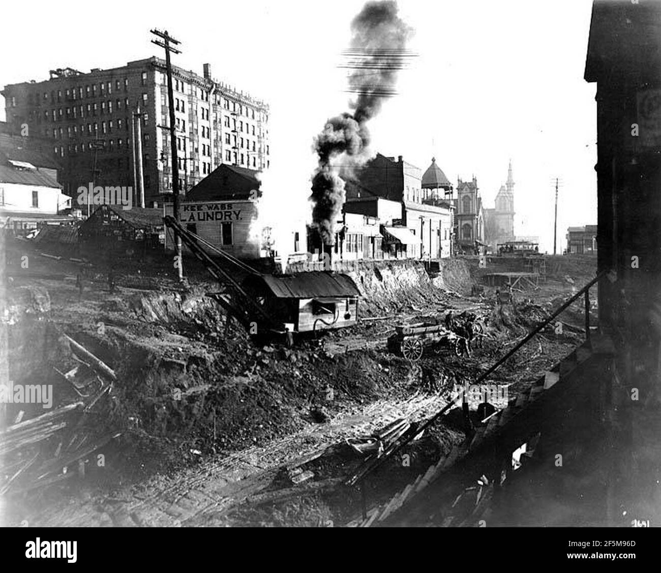 Regrading on 3rd Ave showing steam shovel at work, ca 1907 (SEATTLE 157 ...